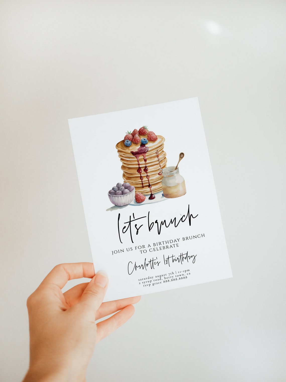 Pancake Brunch Invitation-let's Brunch Invitation, Birthday Brunch ...