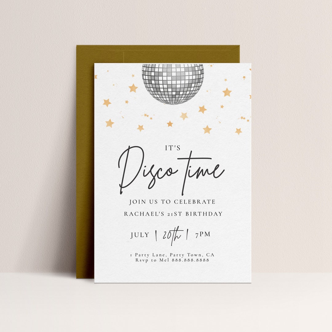 Disco Birthday Invitation-retro Disco Invite, Disco Theme Invitation ...