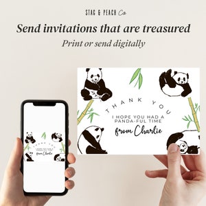 Panda Thank You Card Editable -panda Birthday Thank You Card, Panda ...