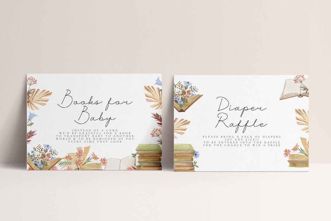 Storybook Baby Shower Book & Diaper Raffle Card - Book Theme Baby ...