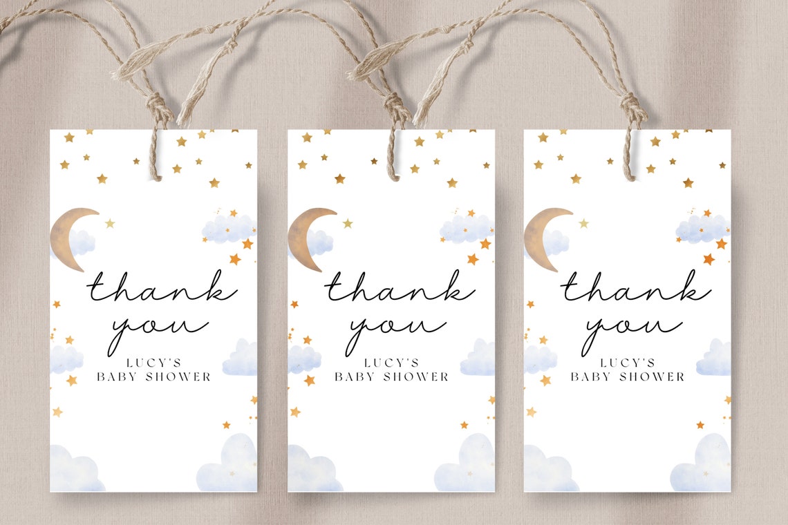 Moon Theme Baby Shower Favors - Star Theme Baby Shower Favor Tags, Boy ...