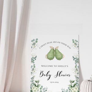 Pear Twin Baby Shower Welcome Sign - Twin Baby Shower Decorations, Twin ...