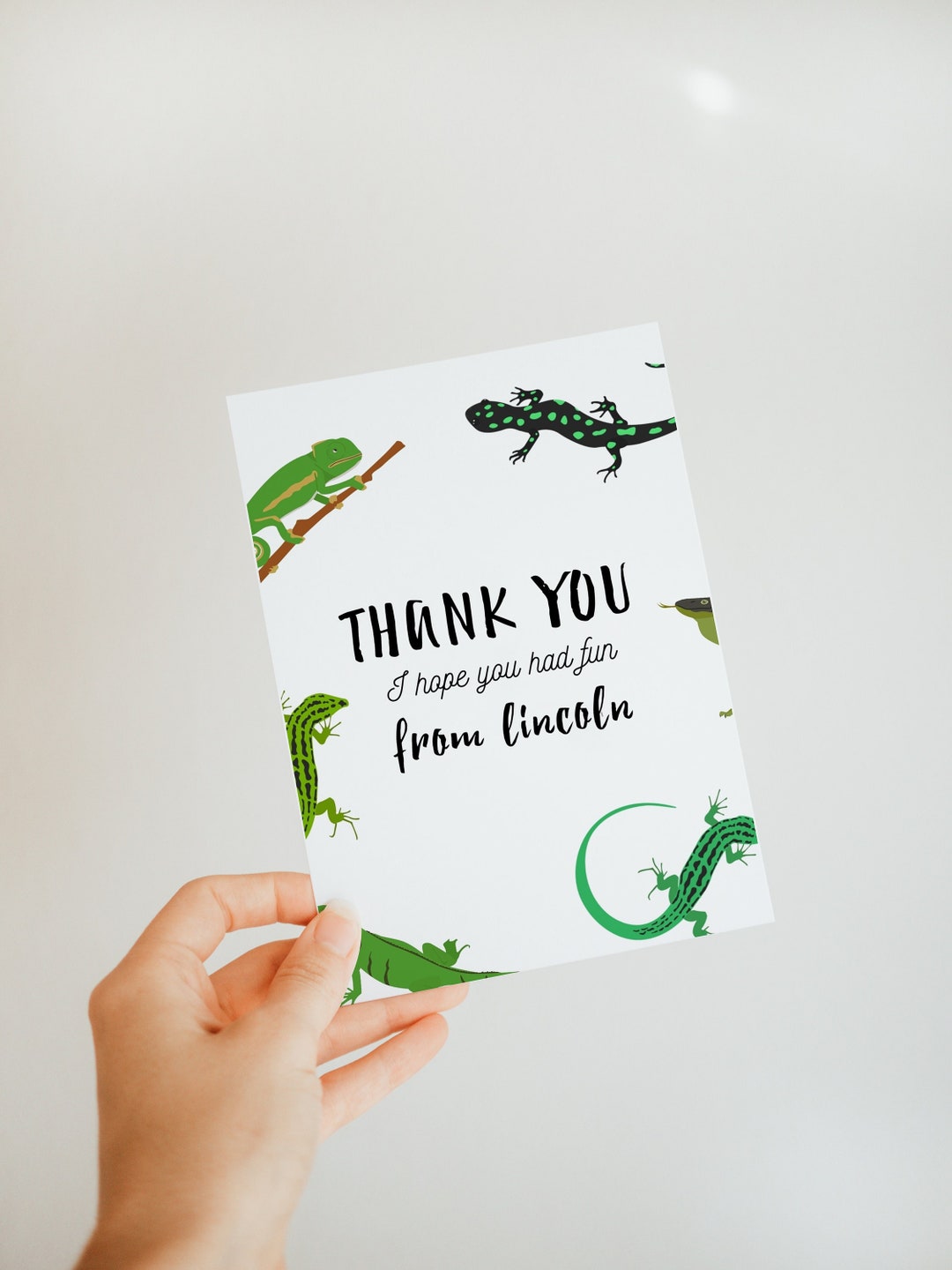 Reptile Thank You Card Editable - Reptile Party, Lizard Party, Reptile ...
