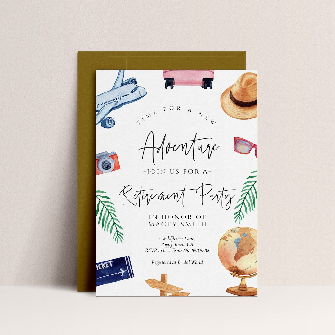 Travel Retirement Party Invitation Template - Adventure Theme ...
