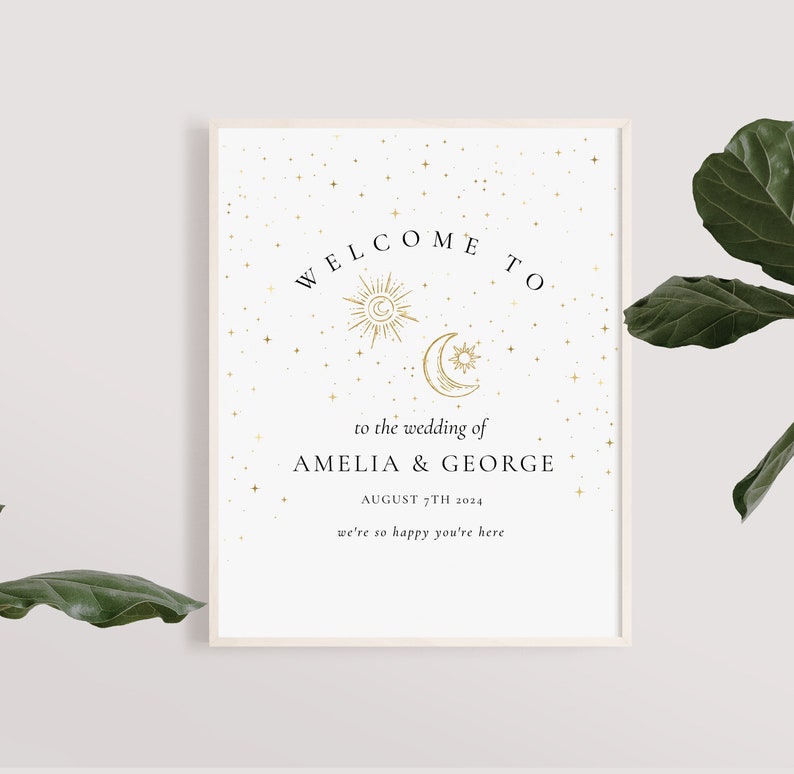 Celestial Wedding Sign - Moon Wedding Decor, Stars Wedding Welcome Sign ...