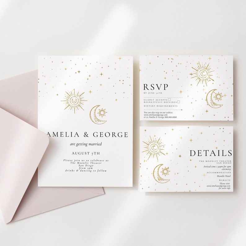 Celestial Wedding Invitation Suite-wedding Invitation Stars, Rsvp ...