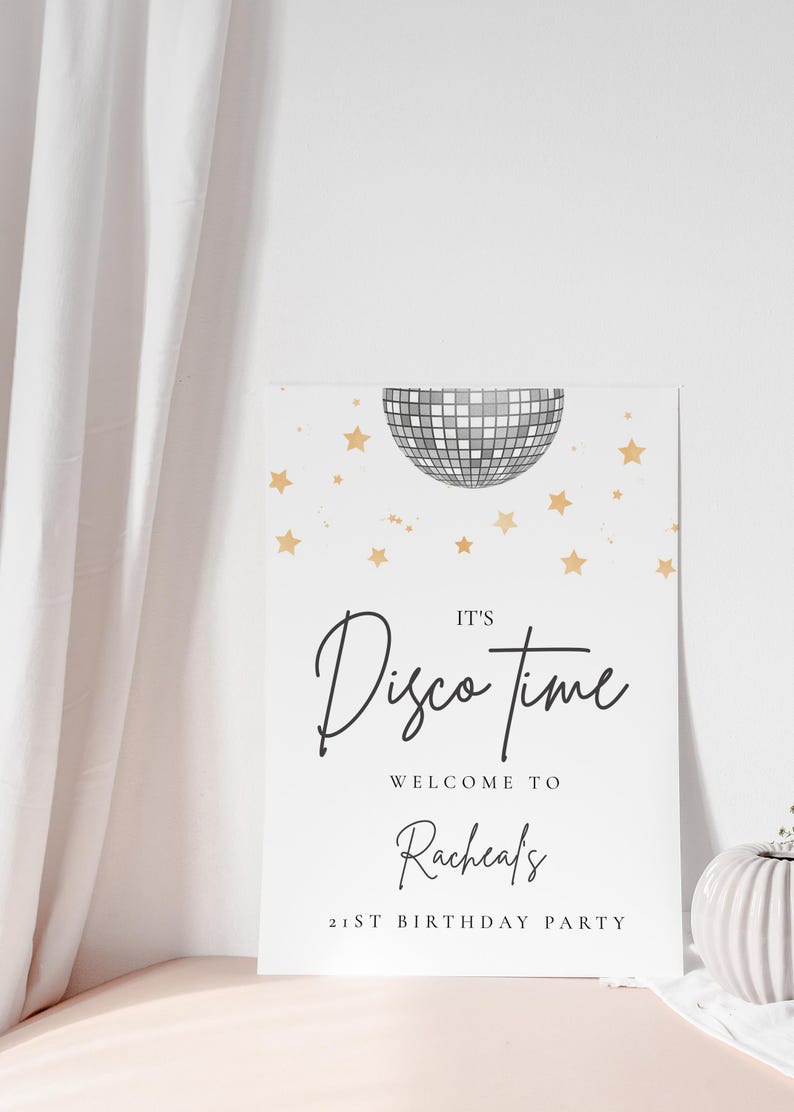 Disco Welcome Sign - Disco Ball Poster, Disco Birthday Decorations ...