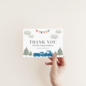 Train Thank You Card Template - Train Birthday Party Decor, Train ...
