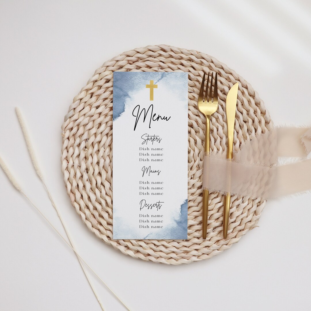 First Communion Menu Template - Holy Communion Decorations Boy, Holy ...