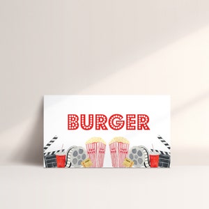 Movie Birthday Place Cards-movie Theme Party Decor, Cinema Birthday ...