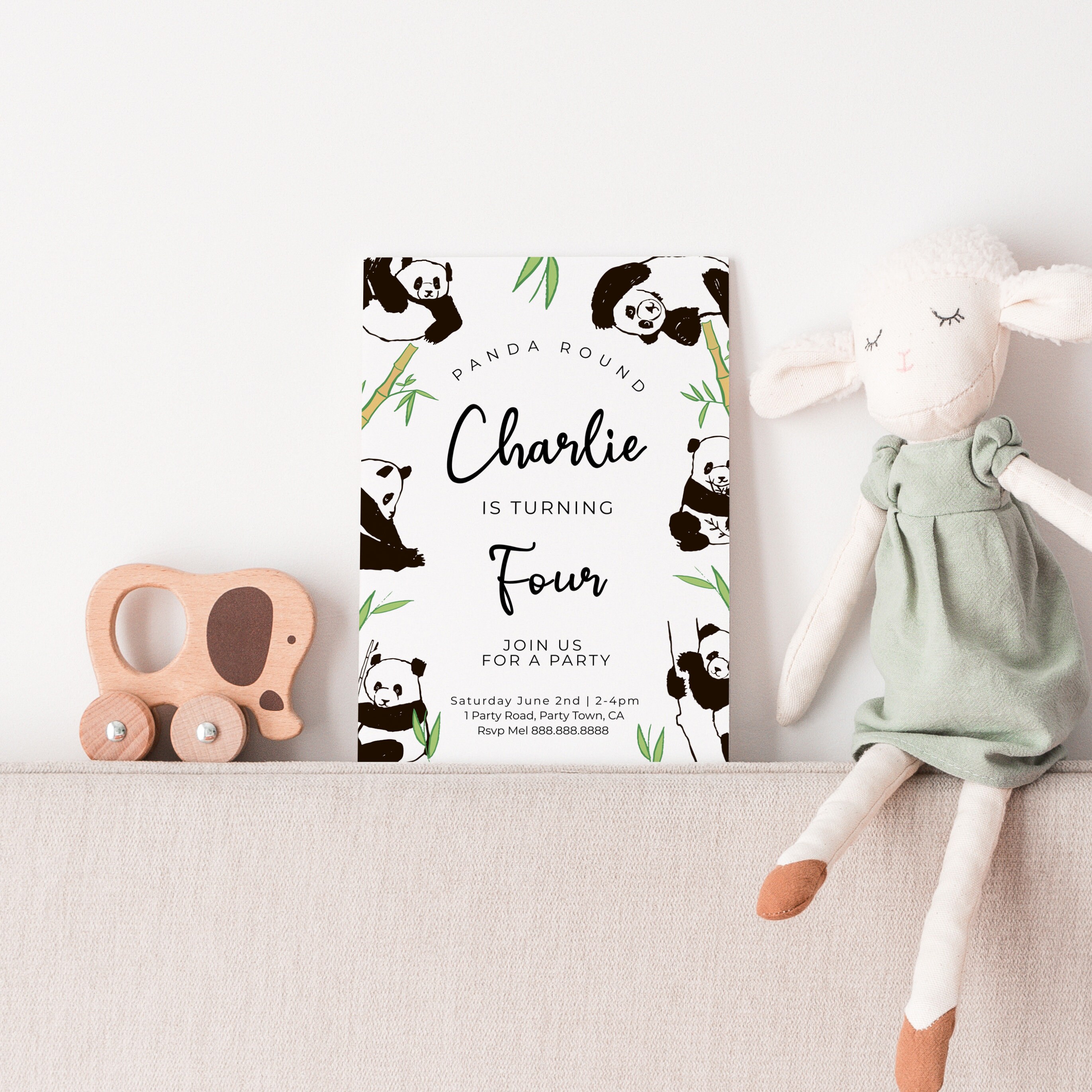 Panda Invitation panda Birthday Party Invitation Cute Panda - Etsy