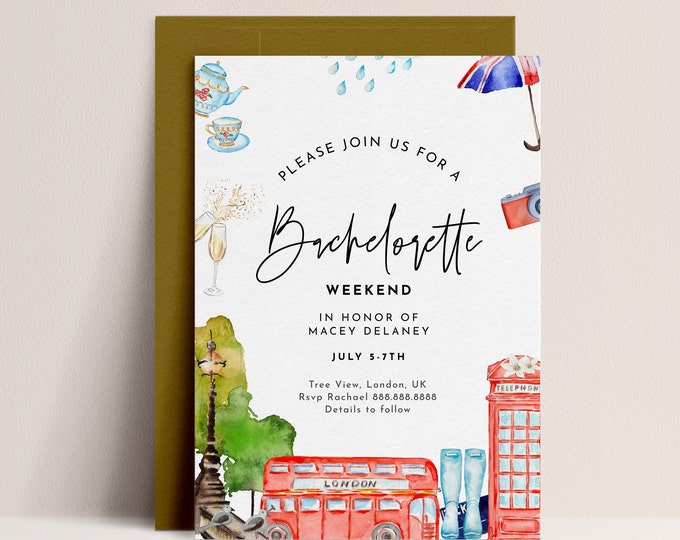 London Bachelorette Invitation -london Birthday Party Invite, London ...