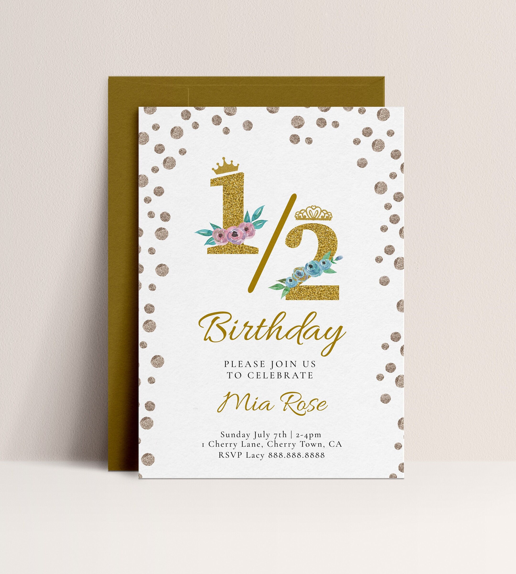 Half Birthday Invitation - 6 Months Party Invite, 1/2 Bday Invitation ...