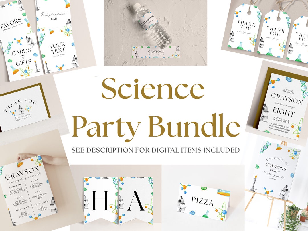 Science Party Decorations Bundle - Science Birthday Party Invite ...