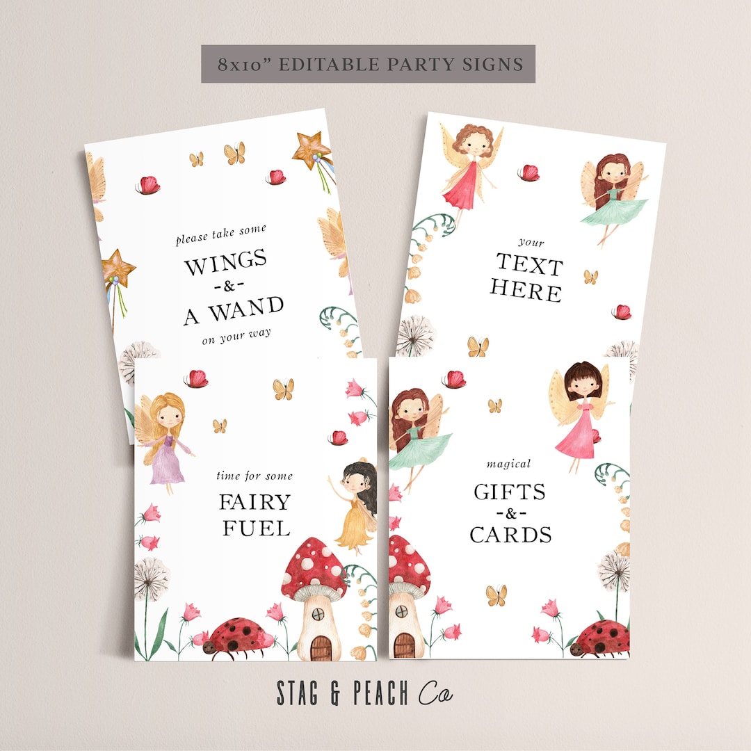 Fairy Party Signs-woodland Fairy Party Prints, Fairy Party Decorations ...