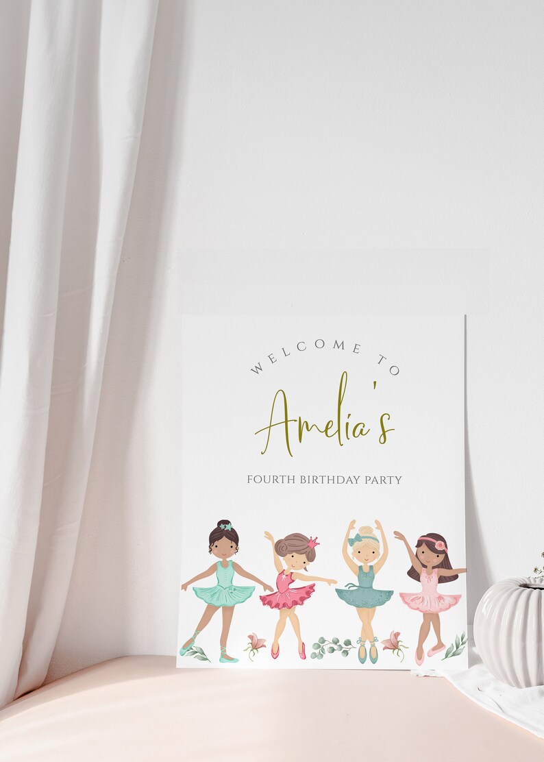 Ballerina Welcome Sign - Editable Ballet Party Decor, Ballerina ...