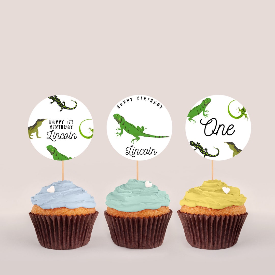 Lizard Cupcake Toppers-lizard Party Supplies, Lizard Cake Toppers ...