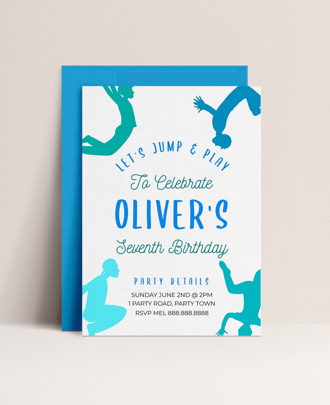Editable Jump Birthday Invitation - Jump Party Invitation Boy, Jump ...