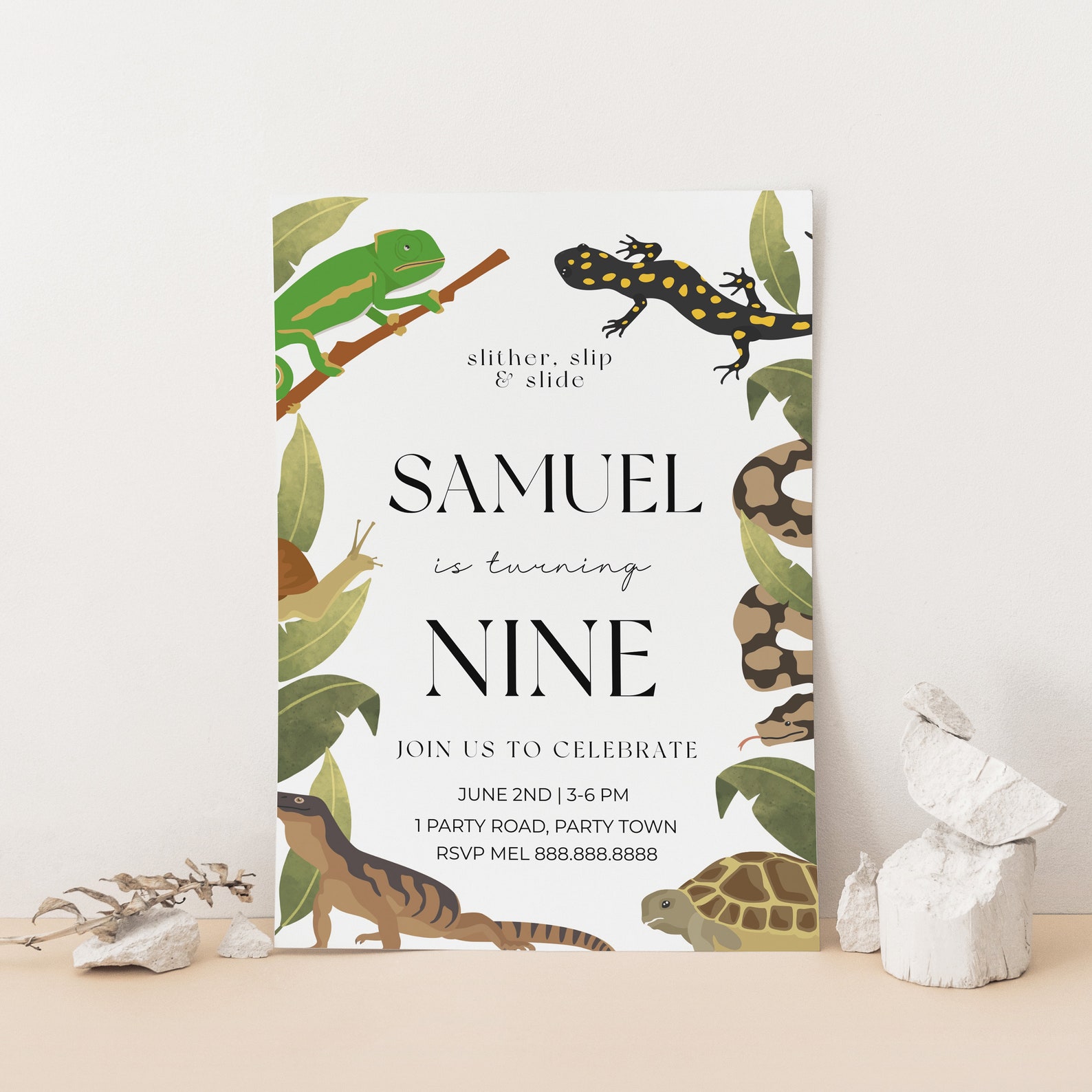Reptile Party Invitation - Reptile Birthday Invitation, Reptile Party ...