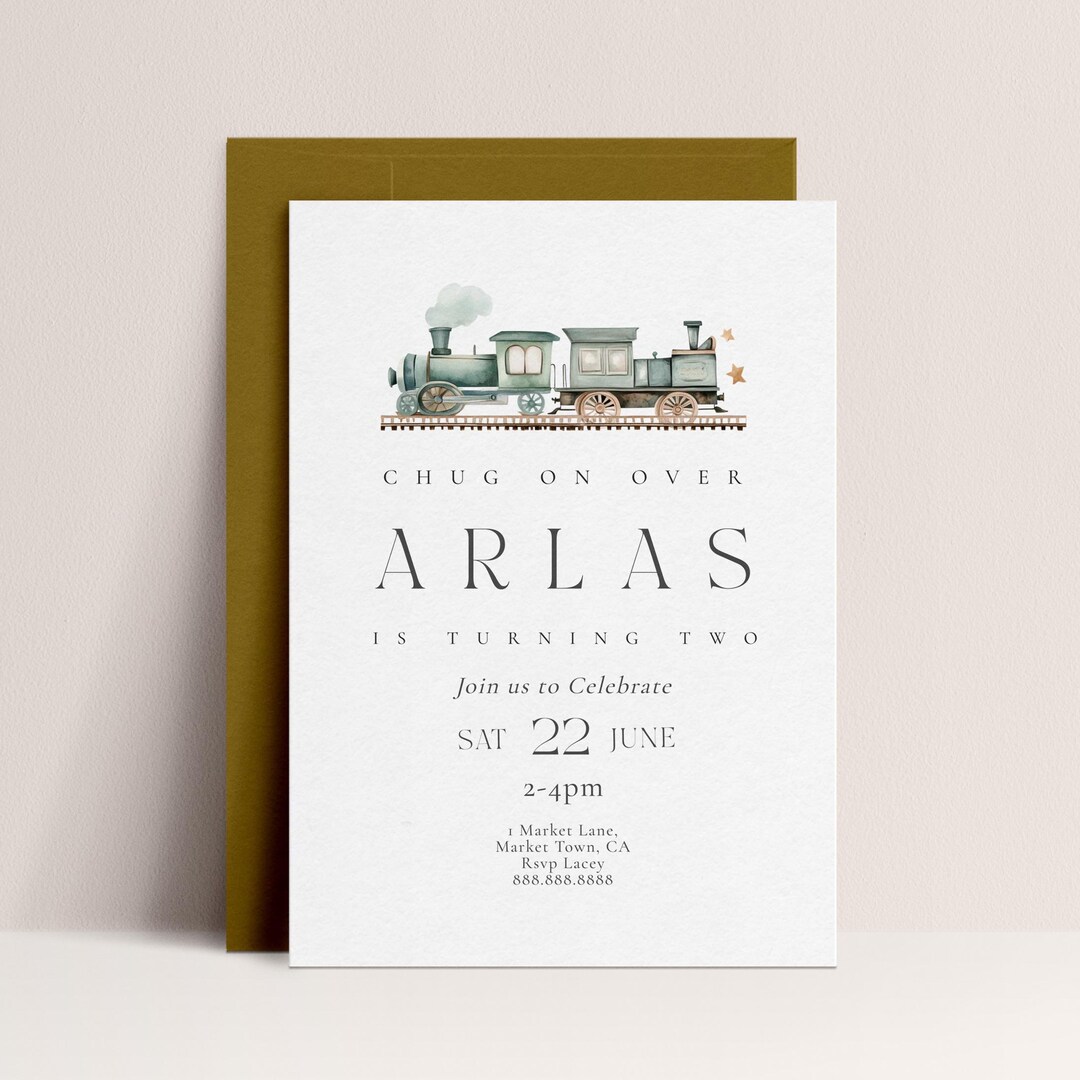 Steam Train Birthday Party Invitation - Editable Train Birthday ...