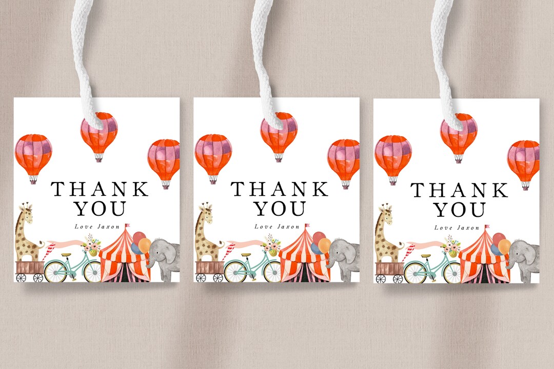 Circus Favor Tags-editable Circus Gift Tag, Circus Birthday, Carnival ...