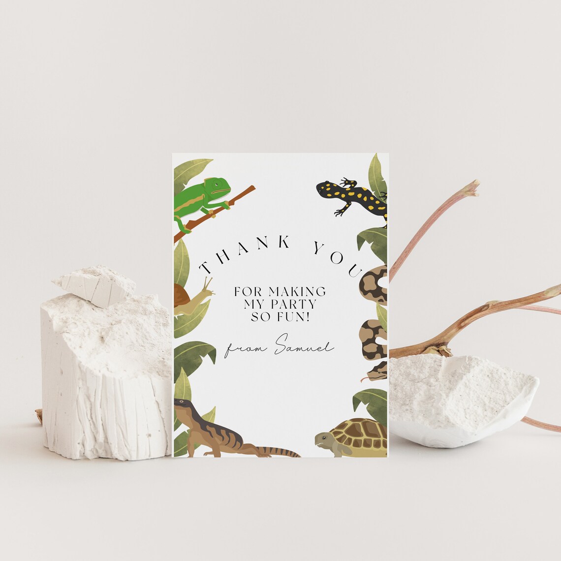 Editable Reptile Birthday Thank You Card Reptile Thank You - Etsy