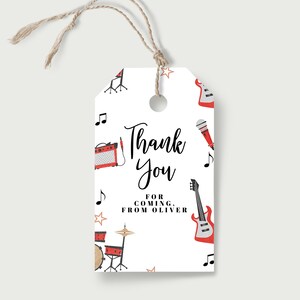 Music Birthday Favor Tag - Rock Birthday Party, Guitar Birthday Decor ...