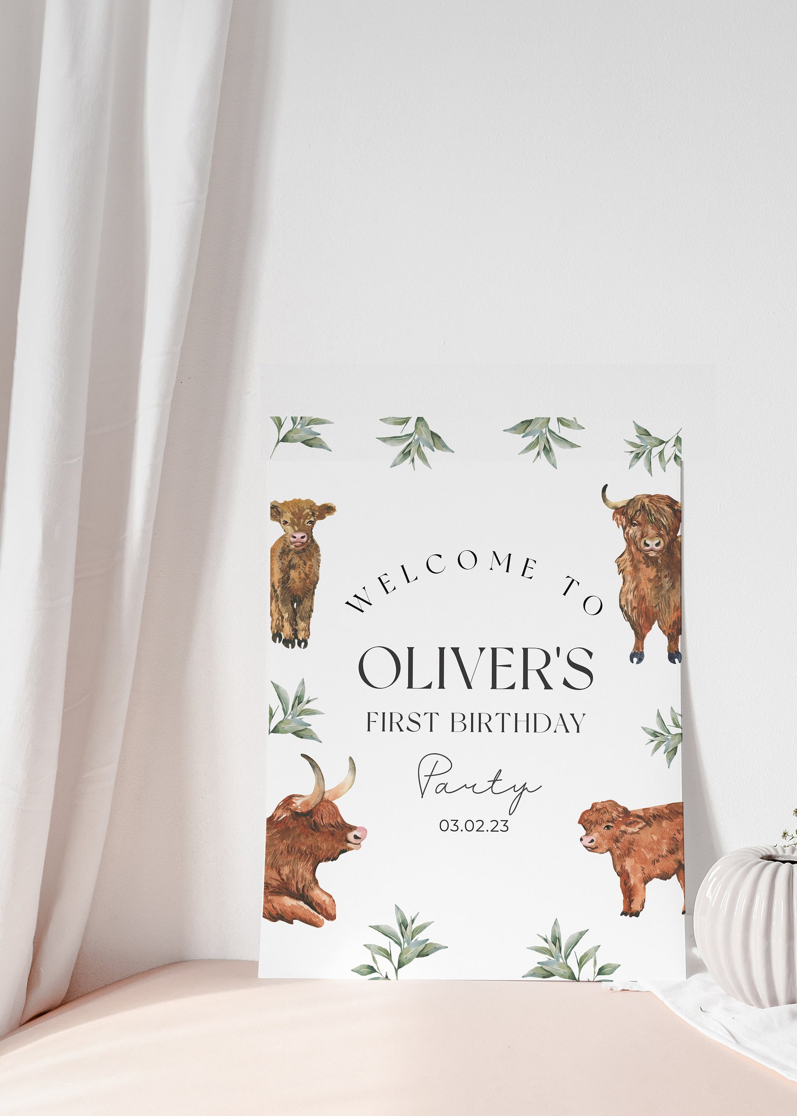 Highland Cow Welcome Sign - Highland Cow Birthday Sign, Highland Cow ...