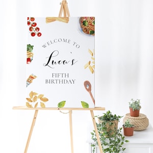 Pasta Birthday Banner - Spaghetti Birthday Decor, Italian Birthday Sign ...