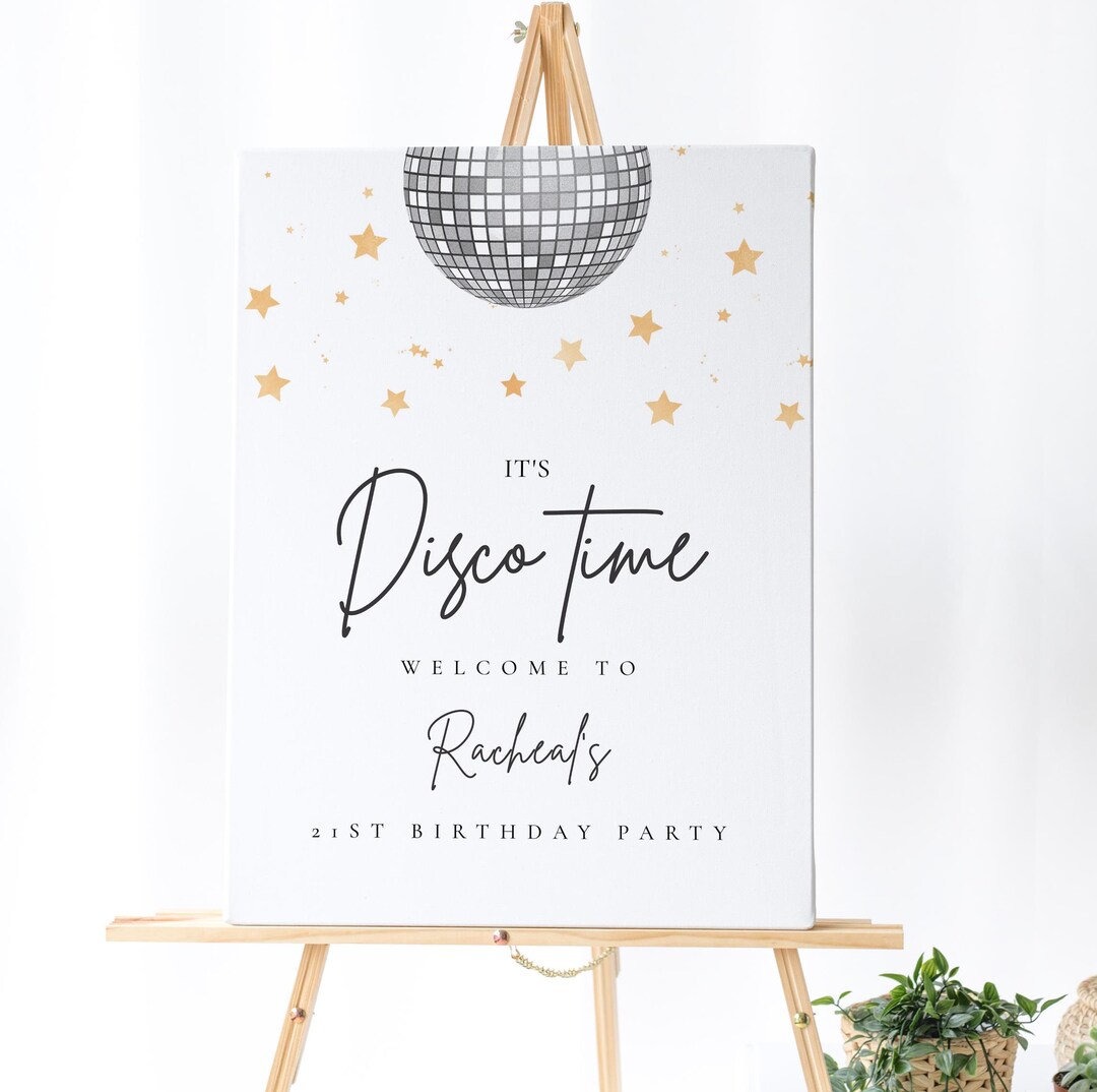 Disco Welcome Sign - Disco Ball Poster, Disco Birthday Decorations ...