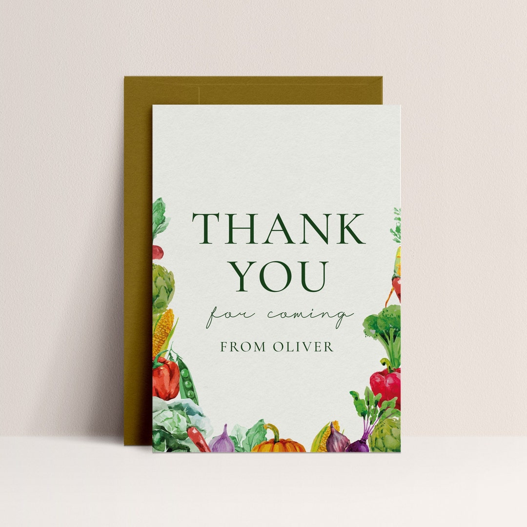 Farmers Market Birthday Thank You Card - Farmers Market Party Decor ...