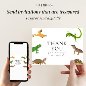 Reptile Party Supplies - Reptile Thank You Card, Reptile Birthday Party ...