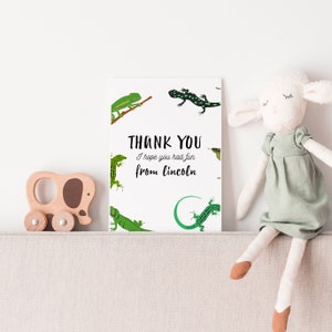 Reptile Thank You Card Editable - Reptile Party, Lizard Party, Reptile ...