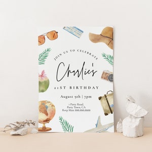 Adventure Birthday Invitation-travel Birthday Party Invitation Template ...