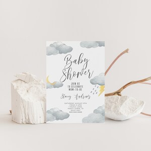 Cloud Theme Baby Shower Invitation - Rain Theme Baby Shower Invite ...