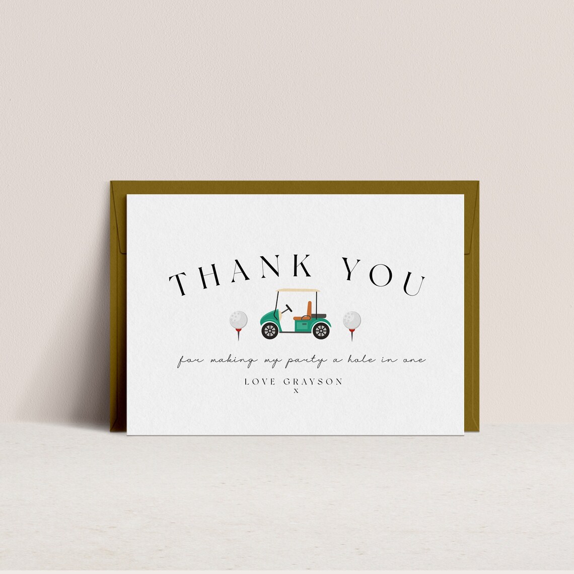 Golf Birthday Thank You Card - Golf Thank You Card, Golf Birthday Party ...
