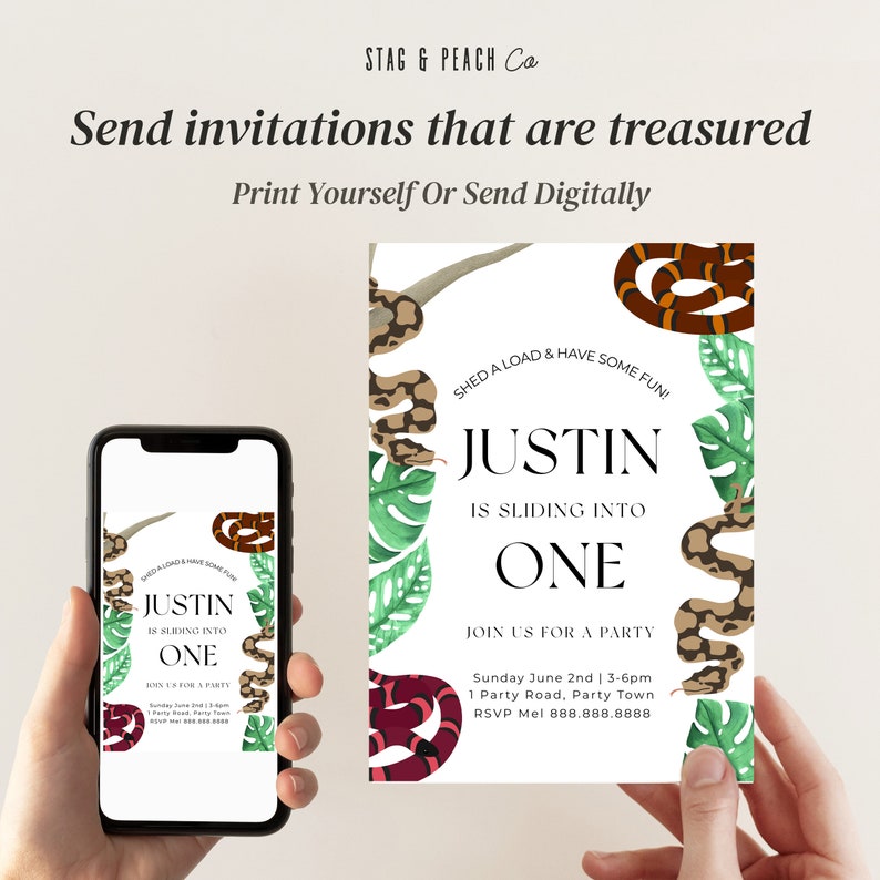 Snake Birthday Invitation Editable Snake Party Invitation - Etsy