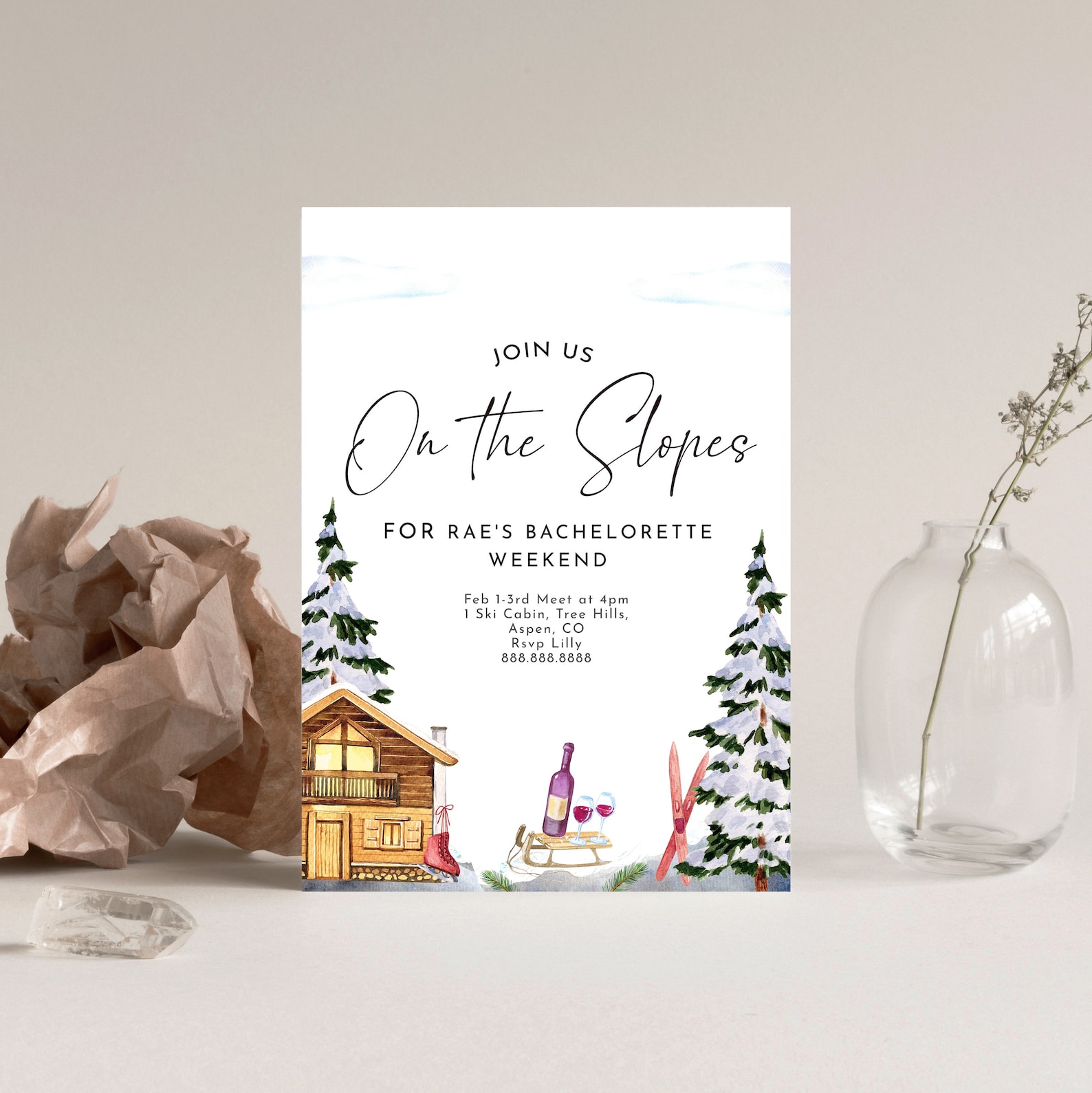 Ski Bachelorette Invitation Template Ski Bachelorette Invitation, Ski ...