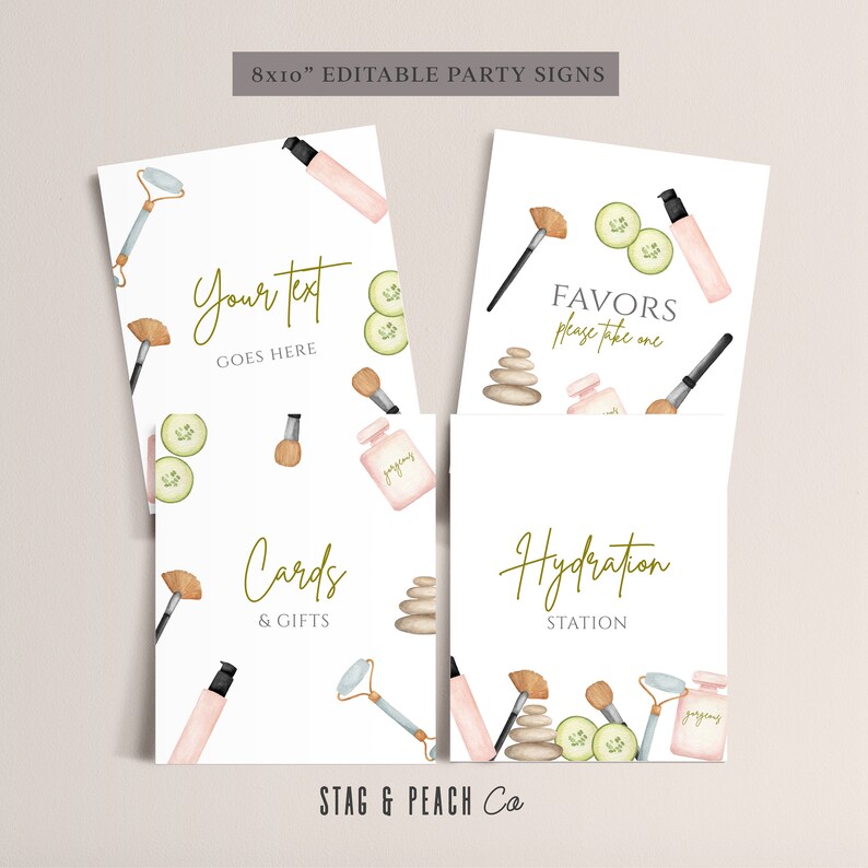 Spa Party Decorations Bundle Spa Birthday Party Invite Spa - Etsy