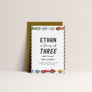 Race Car Thank You Card - Race Car Thank You Note, Racing Car Theme ...
