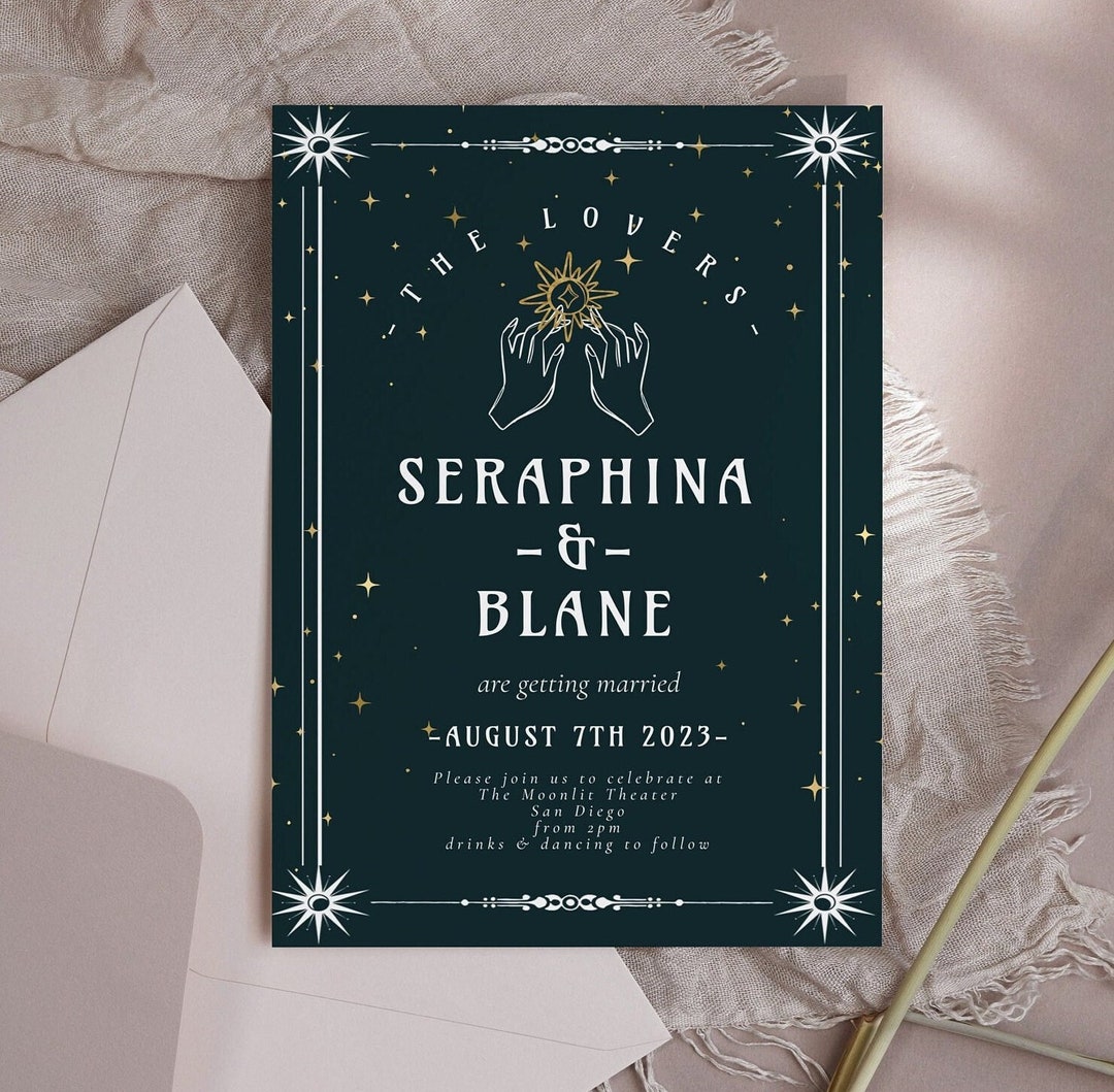 Tarot Card Wedding Invitation Template -tarot Wedding Invitation, Moon ...