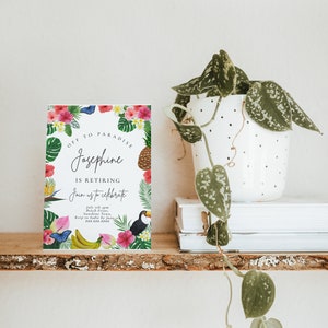 Tropical Retirement Party Invitation - Travel Theme Retirement, Beach ...