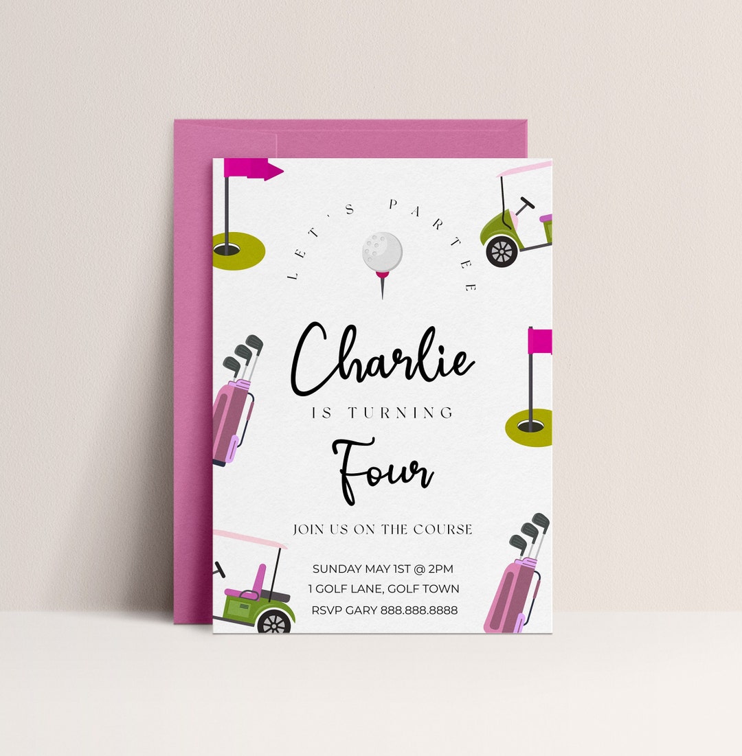 Golf Birthday Party Invitation for Girls - Editable Golf Birthday Party ...