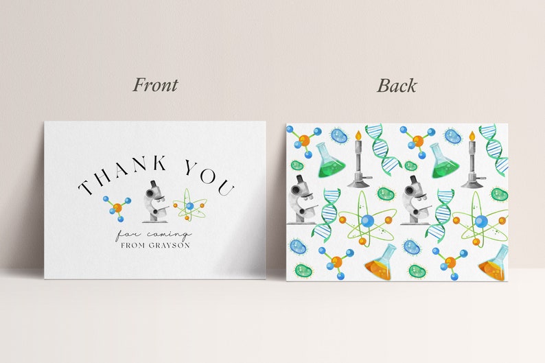 Science Party Thank You Card - Science Birthday Card, Science Party ...