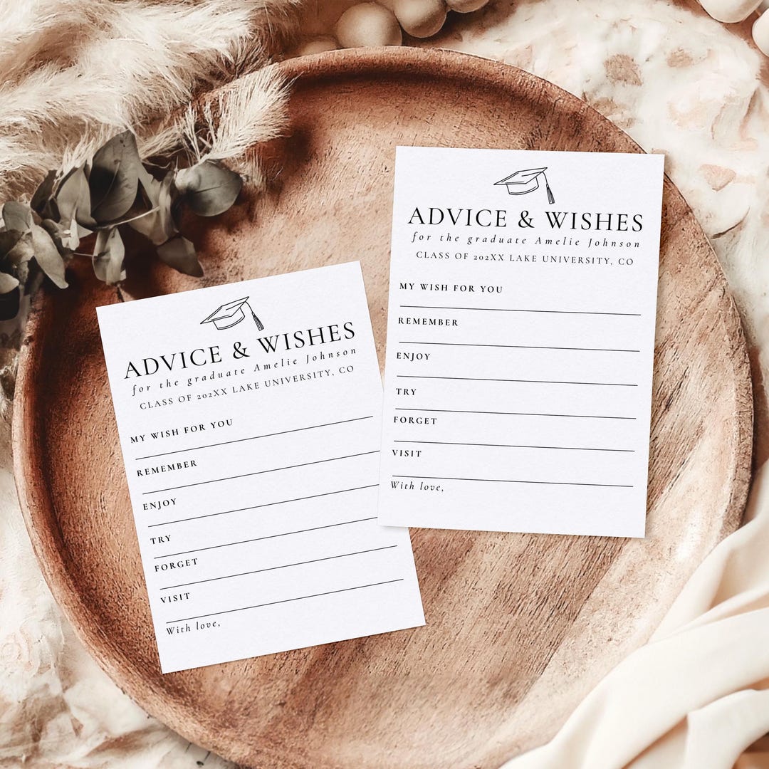 Graduation Advice and Wishes Card Template-graduation Advice Card ...