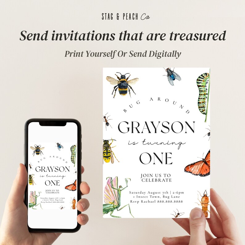 Editable Bug Birthday Invitation Insect Birthday Invite - Etsy