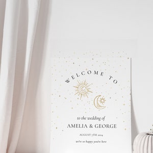 Celestial Wedding Sign - Moon Wedding Decor, Stars Wedding Welcome Sign ...