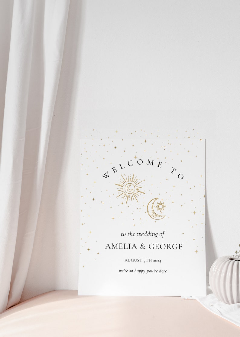 Celestial Wedding Sign - Moon Wedding Decor, Stars Wedding Welcome Sign ...