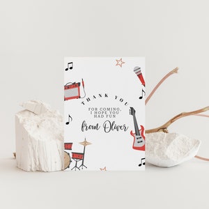 Music Birthday Thank You Card - Guitar Birthday Party, Music Birthday ...