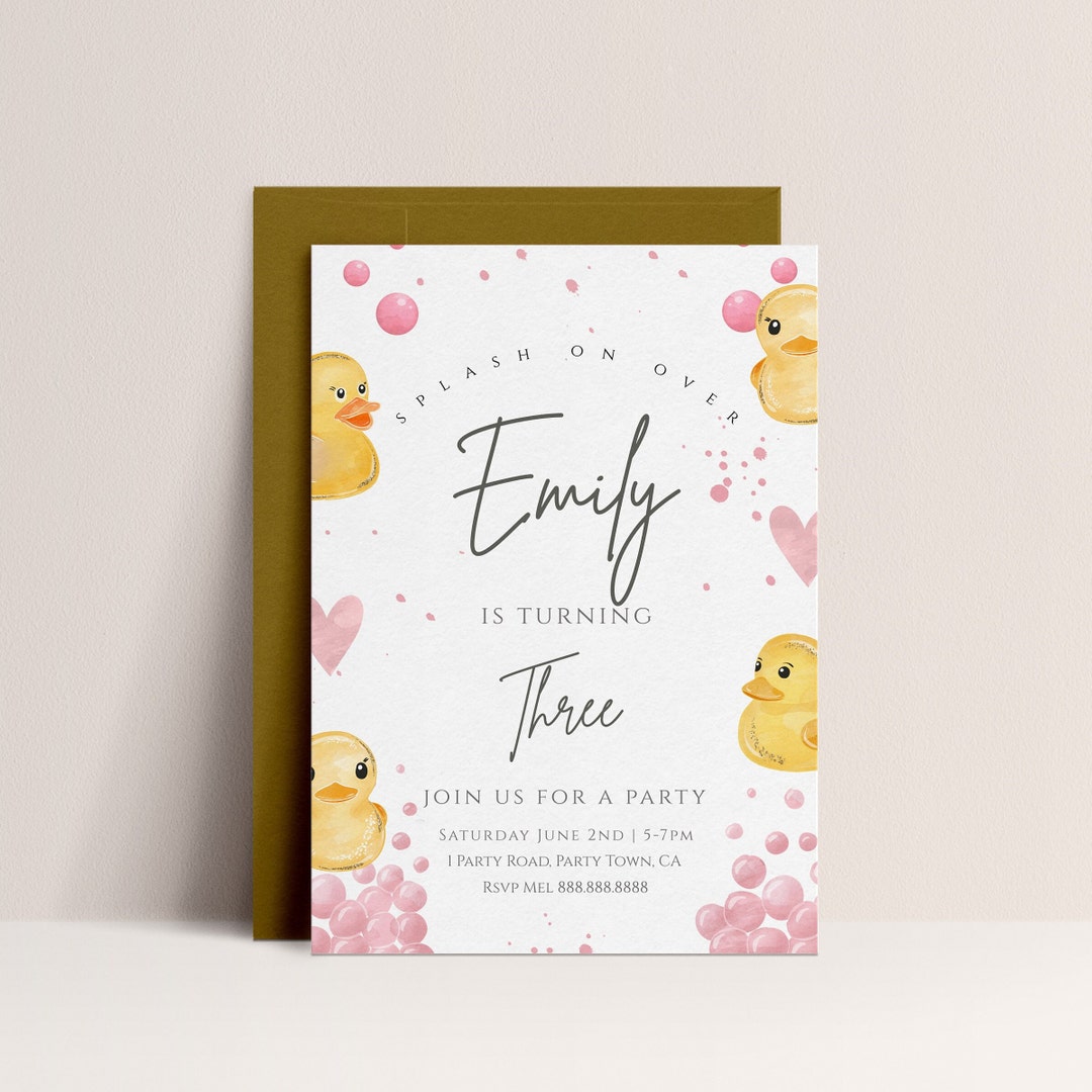 Duck Birthday Party Invitation-duck Party Invite, Girls Birthday ...